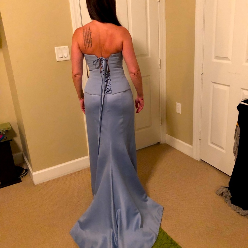 Periwinkle, Satin, Cocktail Wedding Ready Dress. - Gem